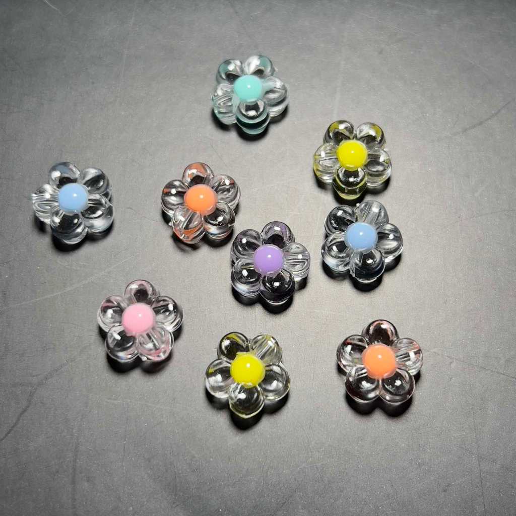 20 Pcs Flower Beads 10mm Clear Elegant bead Charm Accessories | Shopee ...