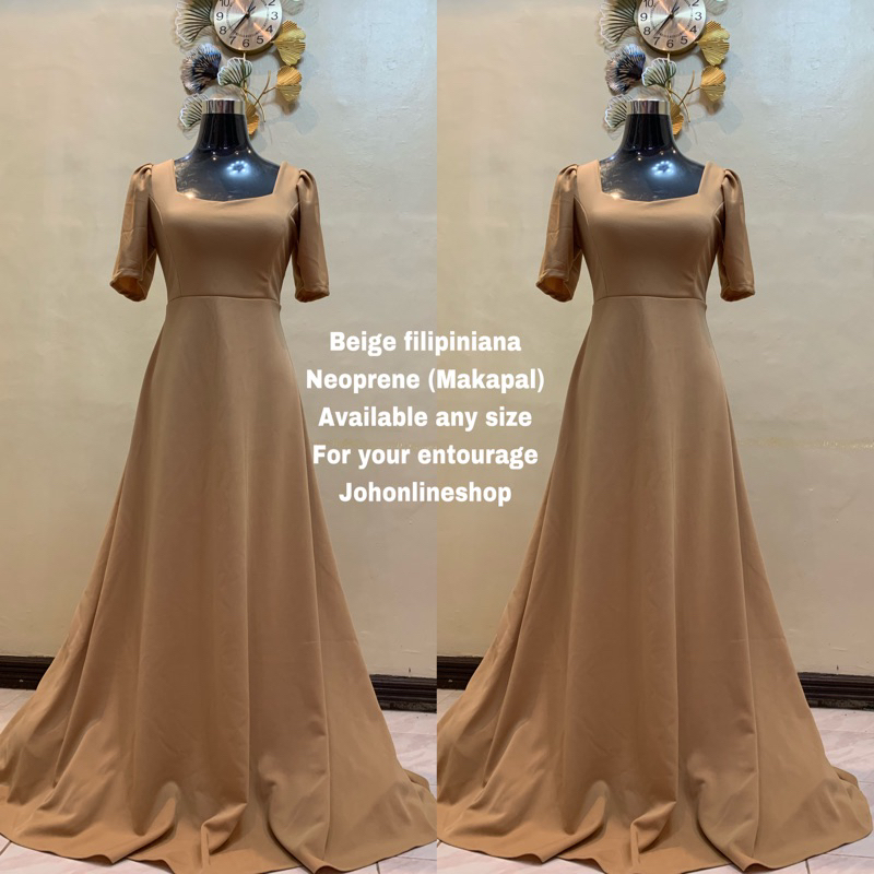 modern filipiniana puff up gown brown ombre for entourage | Shopee ...
