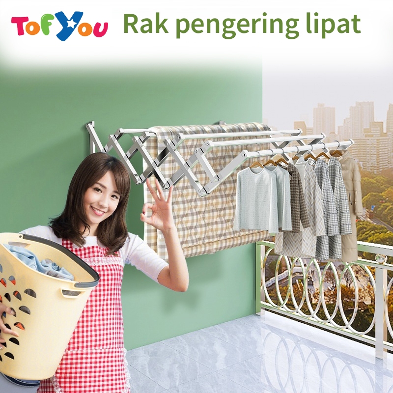 Retractable Sampayan Stainless Foldable Wall Mounted Clothes Rack ...