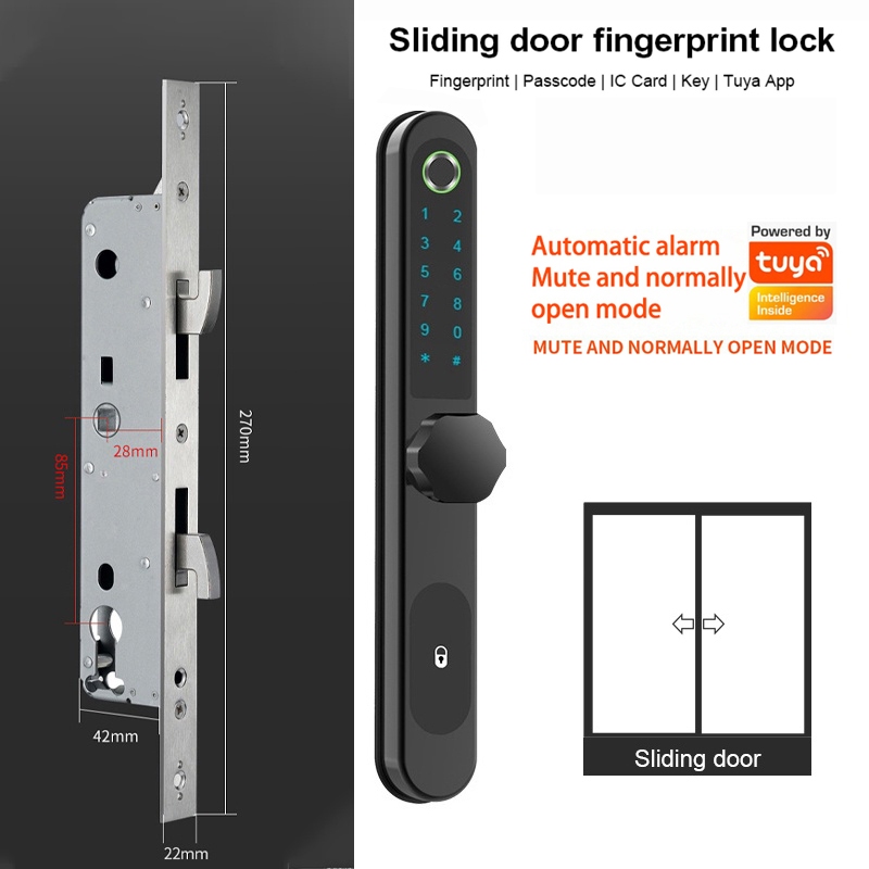 Waterproof Smart Sliding Door Lock for Glass Sliding or Wooden Tuya BLE ...