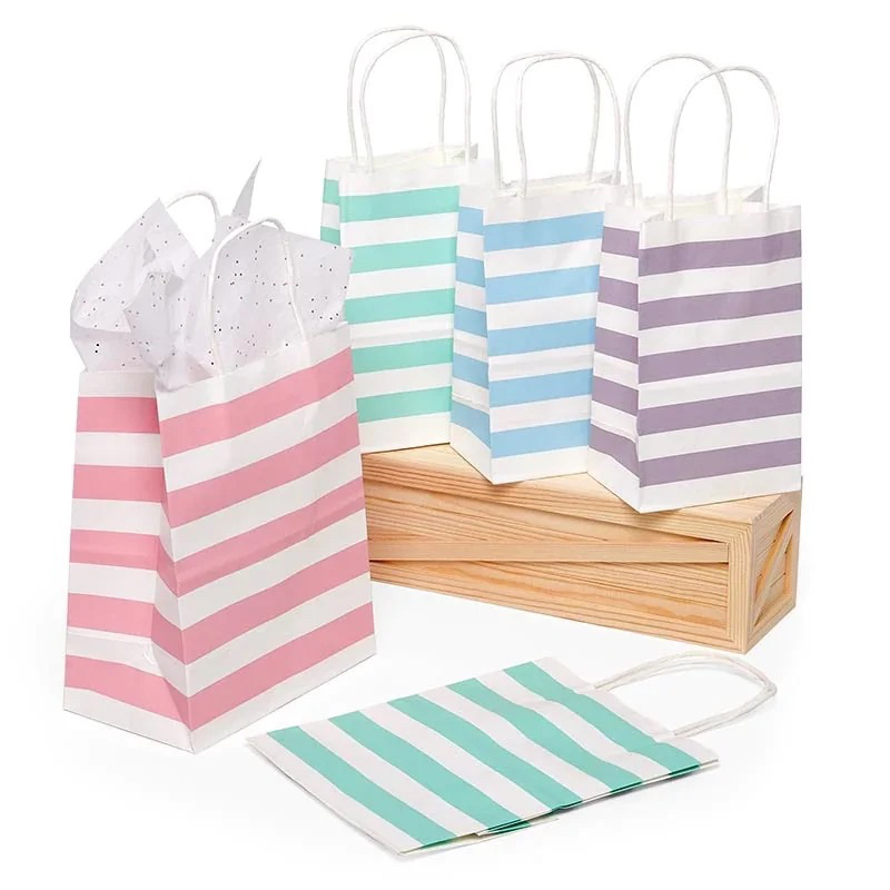 12pcs Stripes Paper Bag Design Lootbag Giveaways | Shopee Philippines
