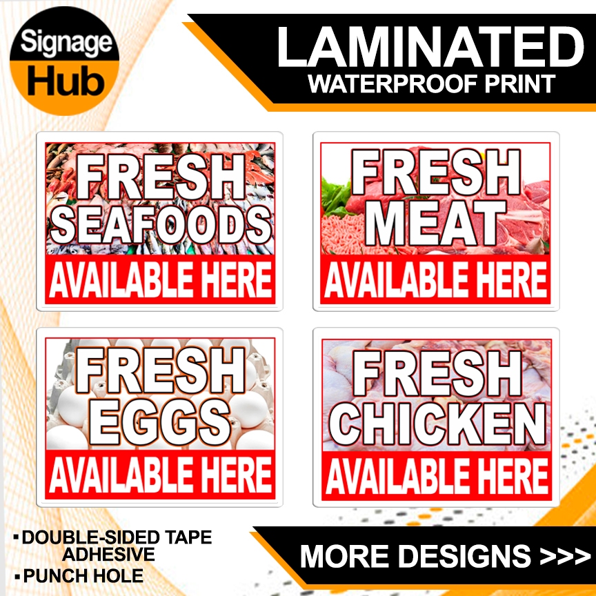 FRESH SEAFOODS | MEAT | EGGS | CHICKEN Laminated & Tarpaulin Signage ...
