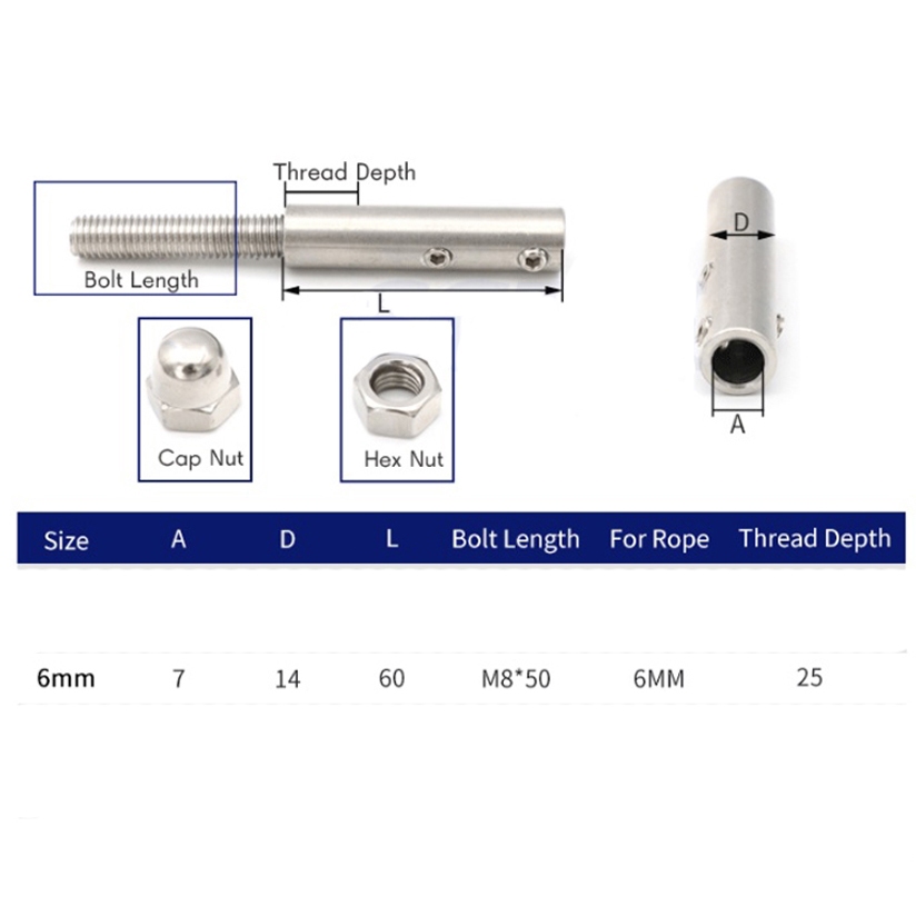 3/4/5/6 mm Cable Railing Wire rope Joint Wire Rope Joint Lock Buckle ...