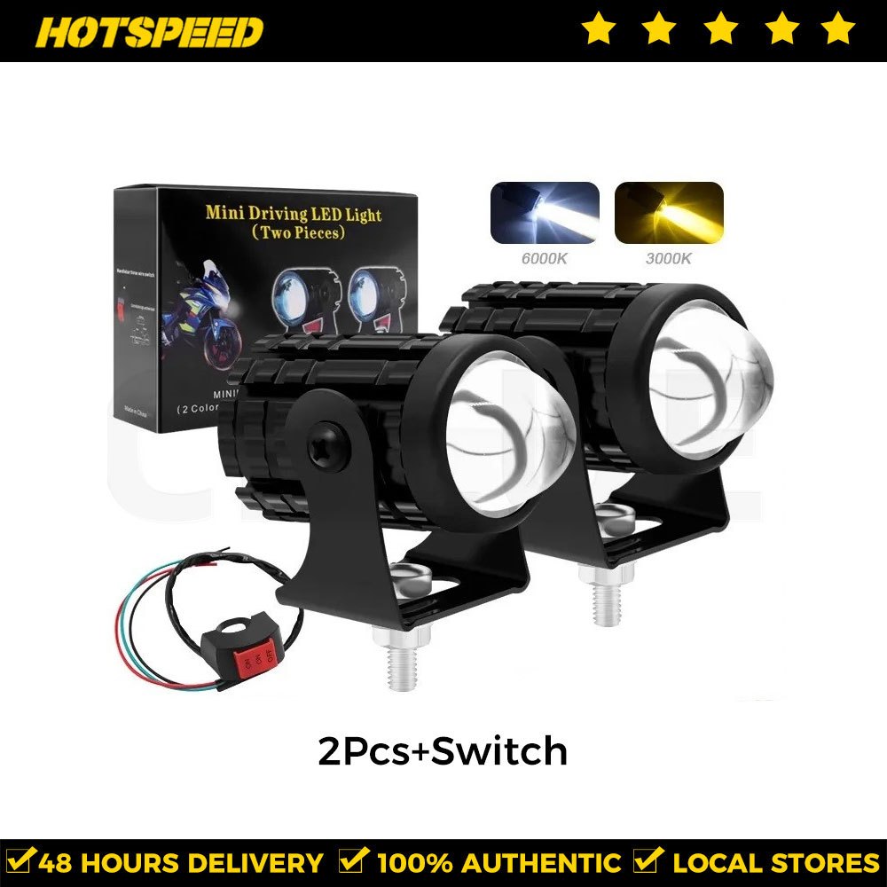 Hotspeed 2pcs Mini Driving Light Motorcycle Led Headlight Waterproof