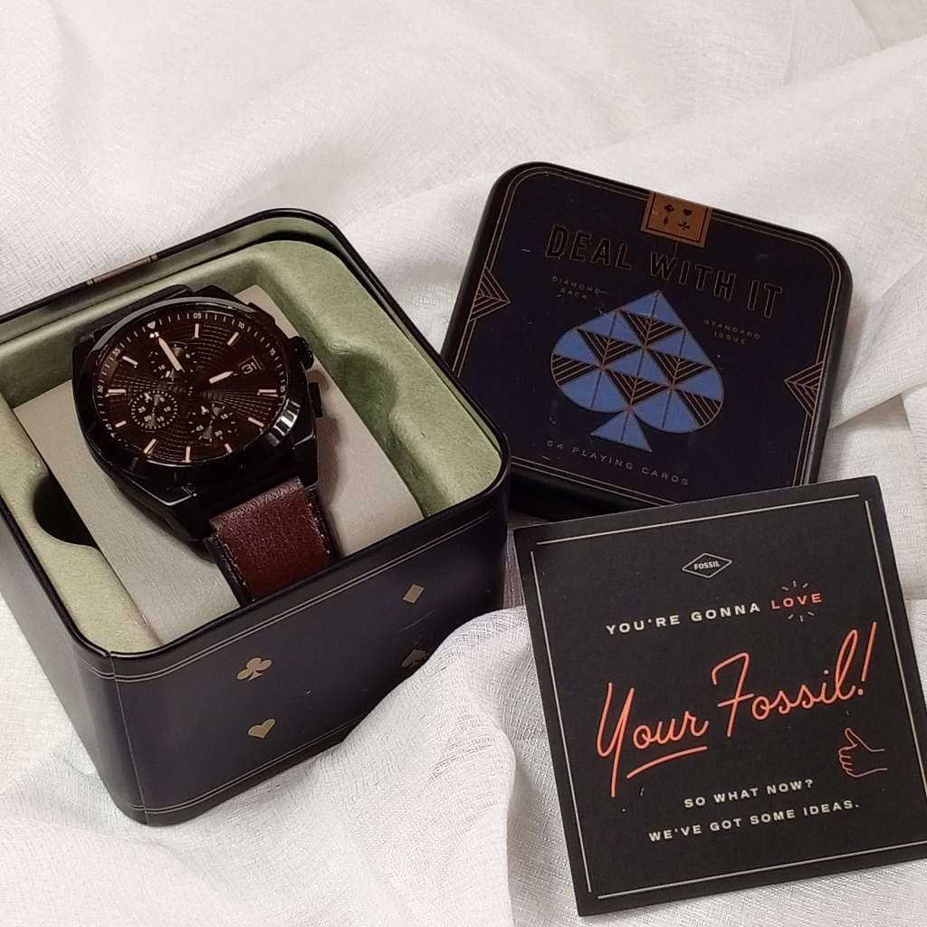 FOSSIL FS5798 Everett Chronograph Brown LiteHide™ Leather Watch ...