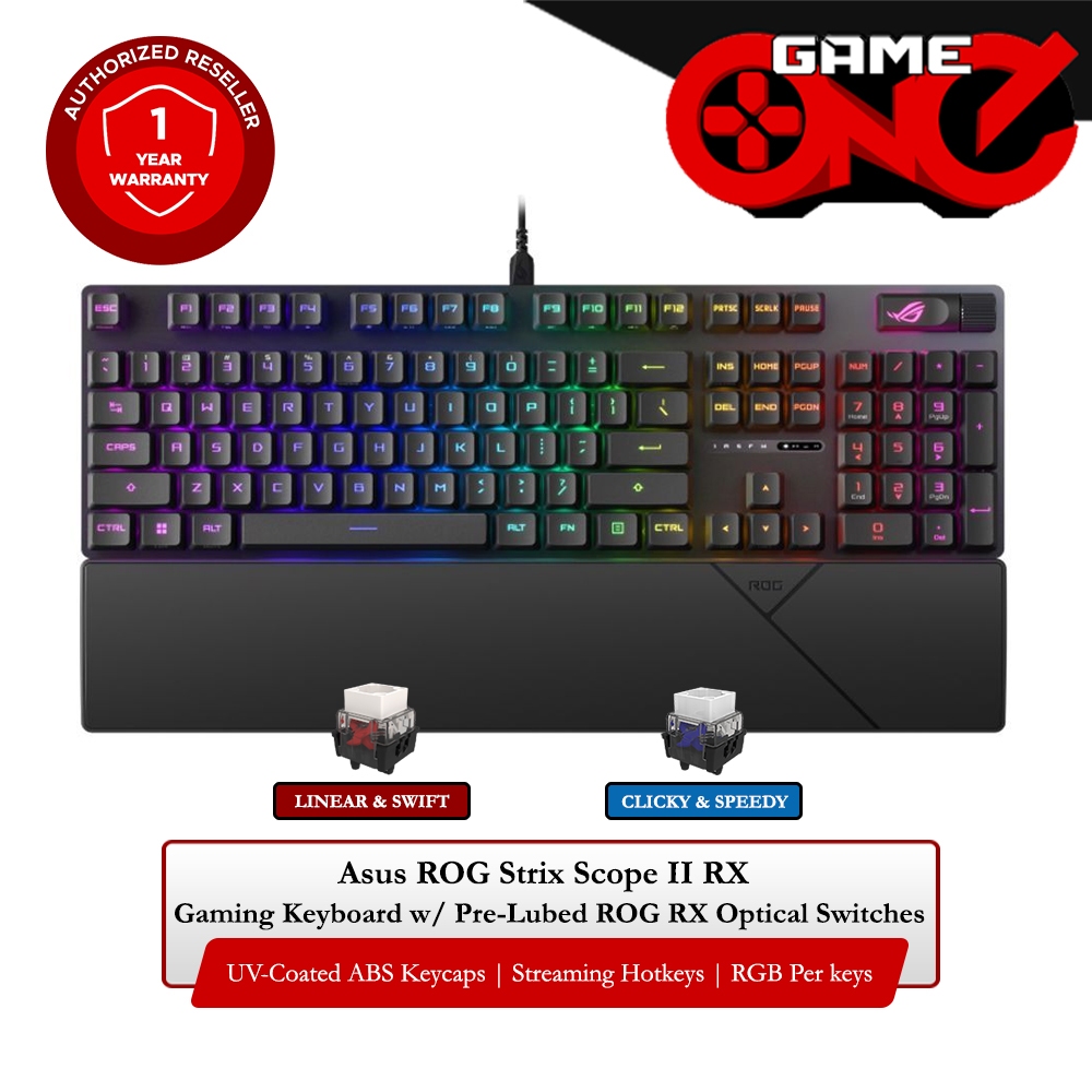 Asus ROG Strix Scope II RX Gaming Keyboard with Pre-lubed ROG RX ...