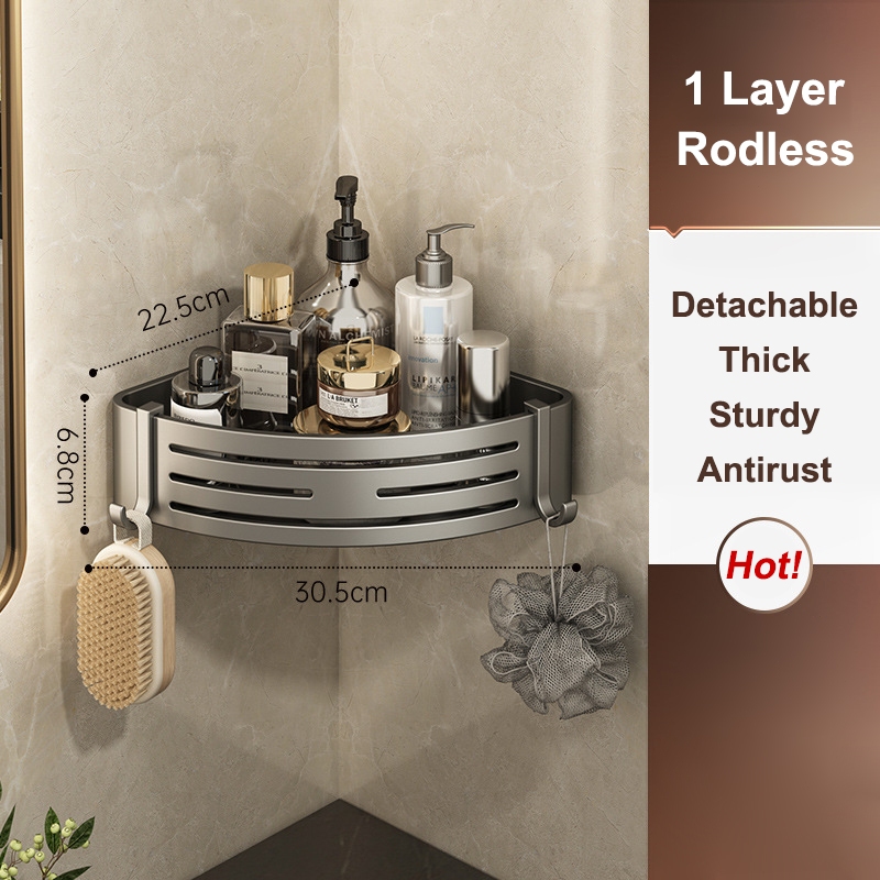 Punch-Free Bathroom Corner Shelf Corner Rack Bathroom Organizer Rack ...