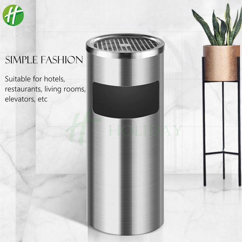 Stainless Ashtray Round Trash Bin with Bucket Inside Waste Bin ...