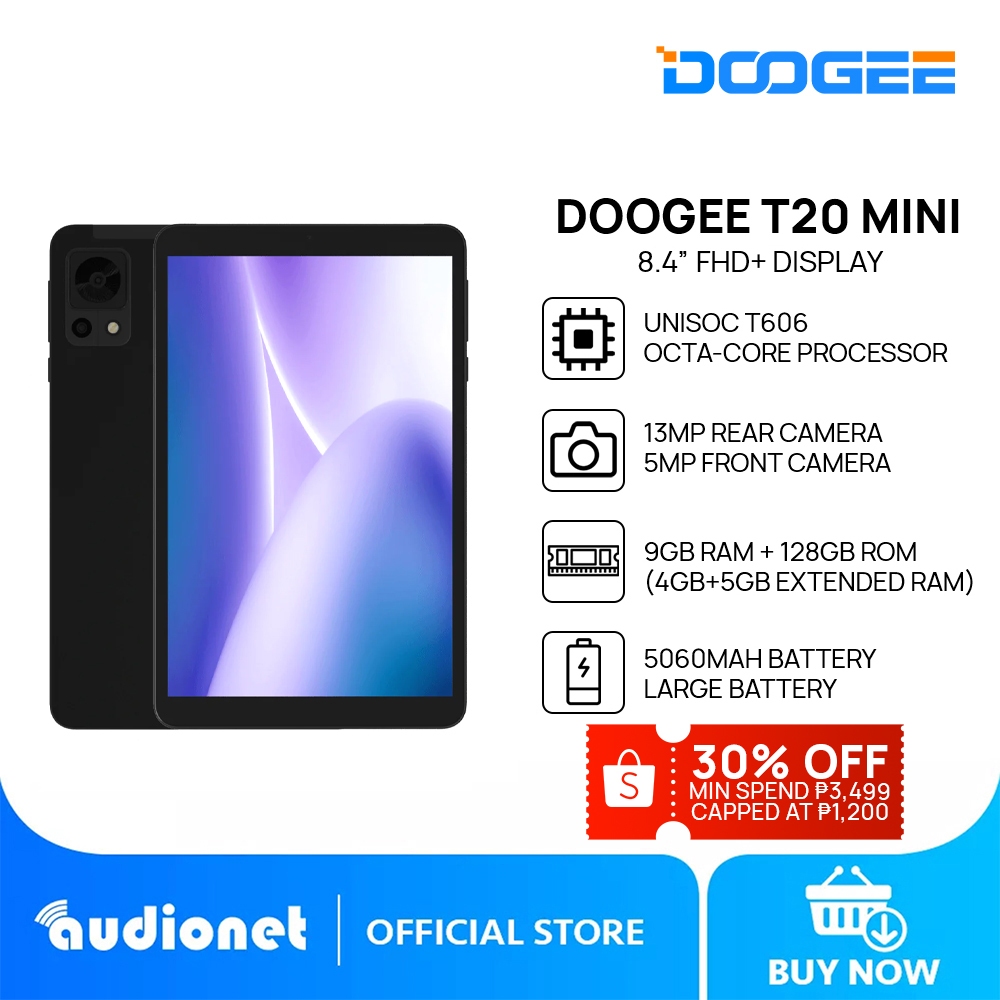 Doogee T20 Mini Tablet | 9GB(4+5)+128GB | 8.4” FHD+ Display | Unisoc T606 | 13MP Rear Camera ...