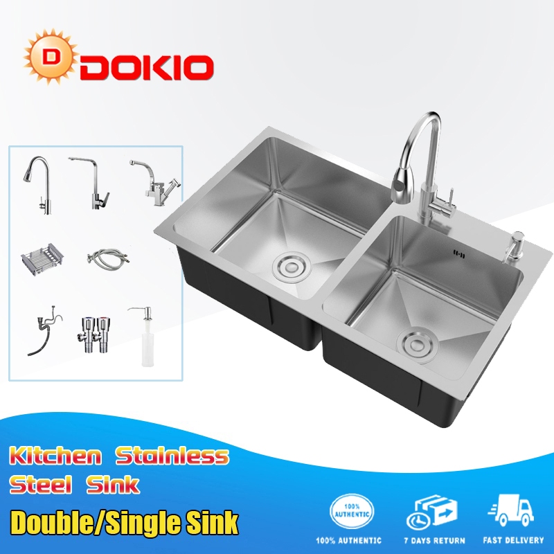 DOKIO 304 Stainless Sink For Kitchen Home Lababo with facuet Single ...