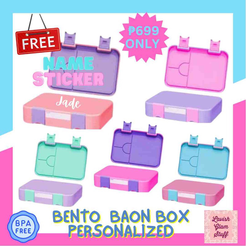 Personalized Bento Baon Box Lunchbox with 4-6 Compartments | Shopee ...