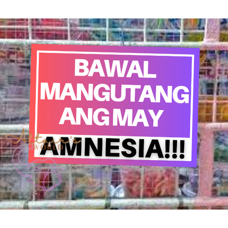 Bawal Utang No Credit Bawal Umutang Set 2 Funny Meme Signages for Sari ...