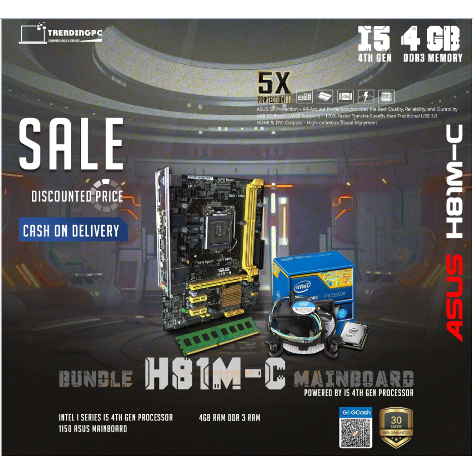 Desktop Board Procie Bundle i5 4th gen ASUS H81M-C / REFURBISHED ...
