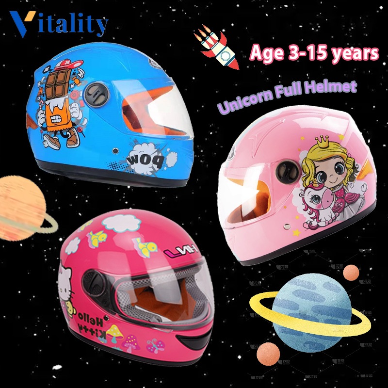 3-15 Years Pink Motorcycle Helmet Full Face for Kids Girl Protective ...