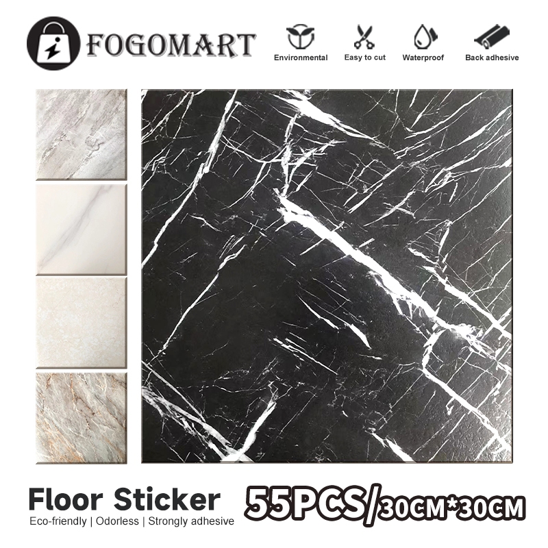 55PCS Marble Vinyl Floor Stickers Floor Tiles Waterproof Self-Adhesive ...