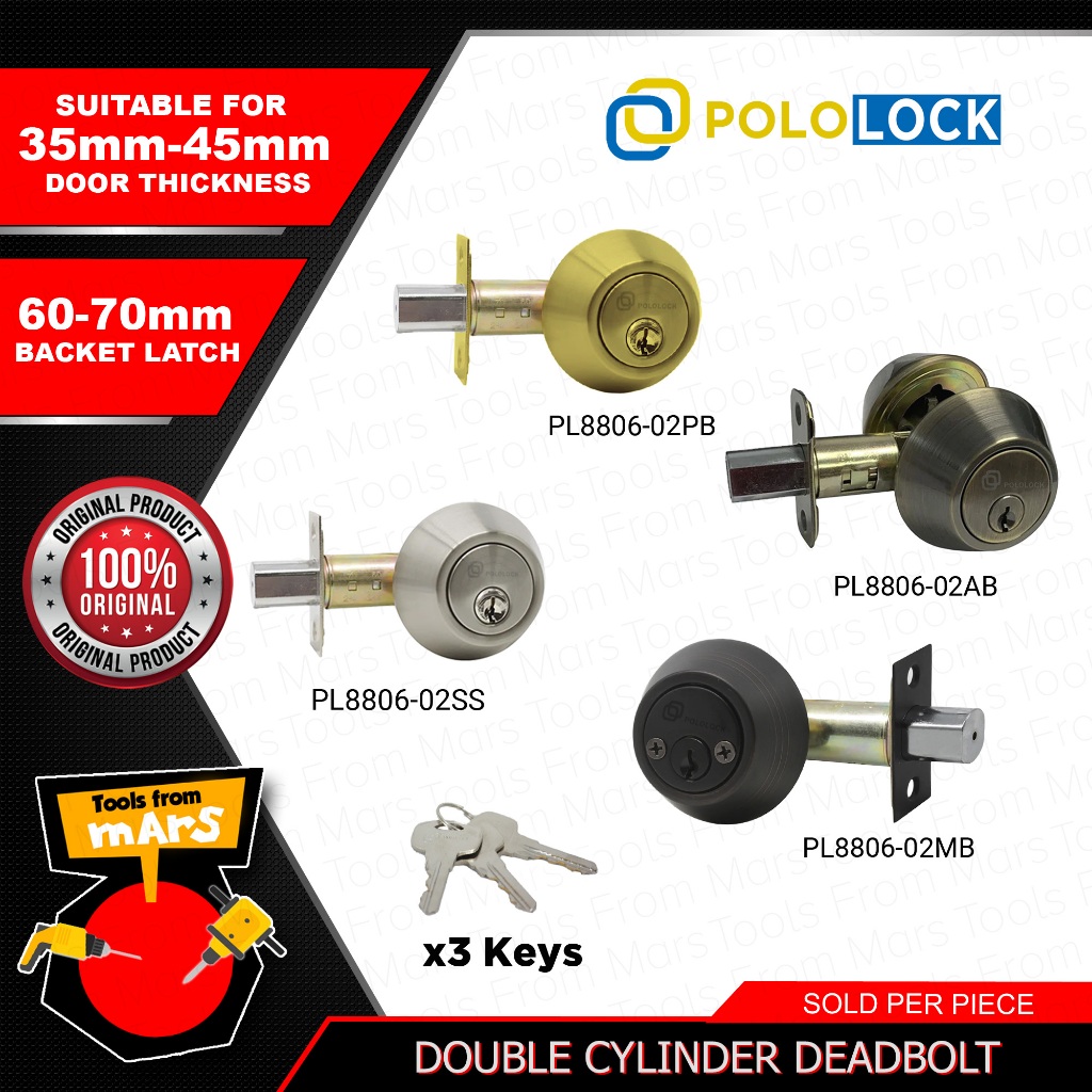 Pololock Double Deadbolt Lock Stainless Steel Deadlock with 3 Keys Home ...