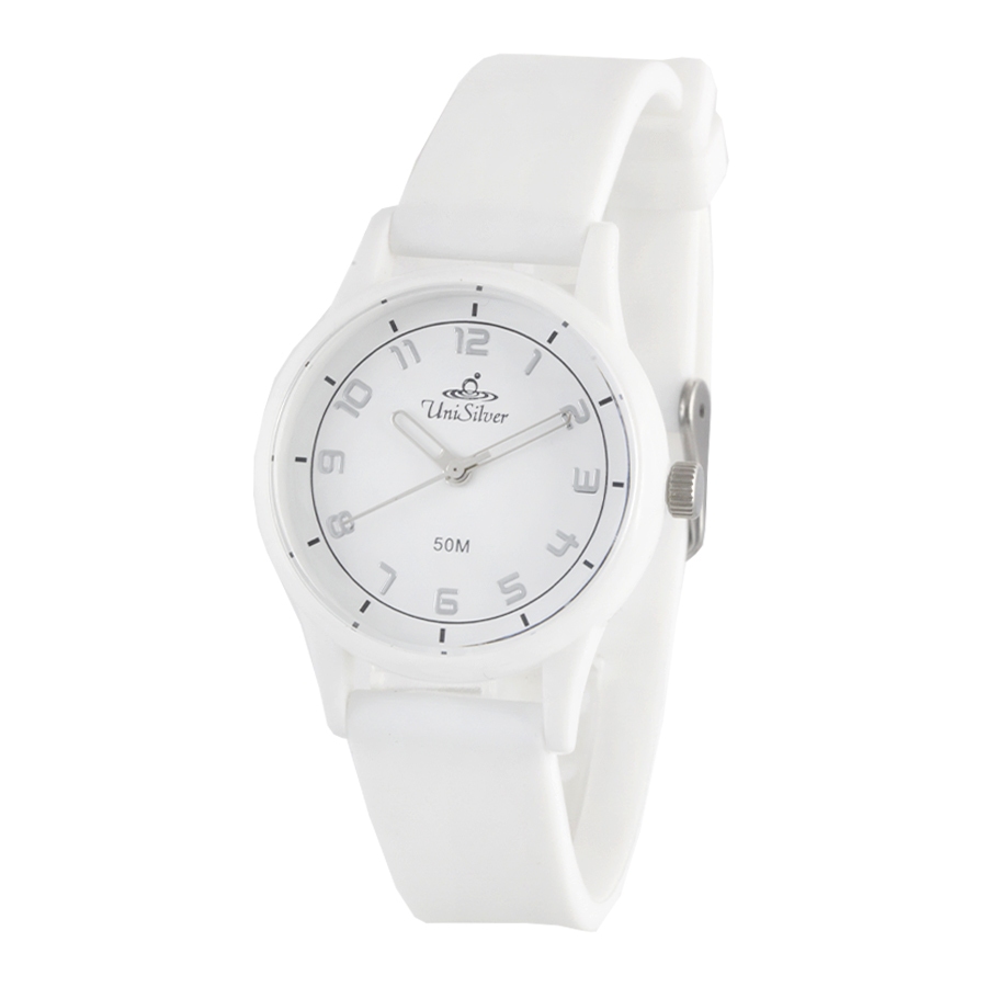 UniSilver TIME MINISTREL Women's Small White Analog Rubber KW3535-3001 ...