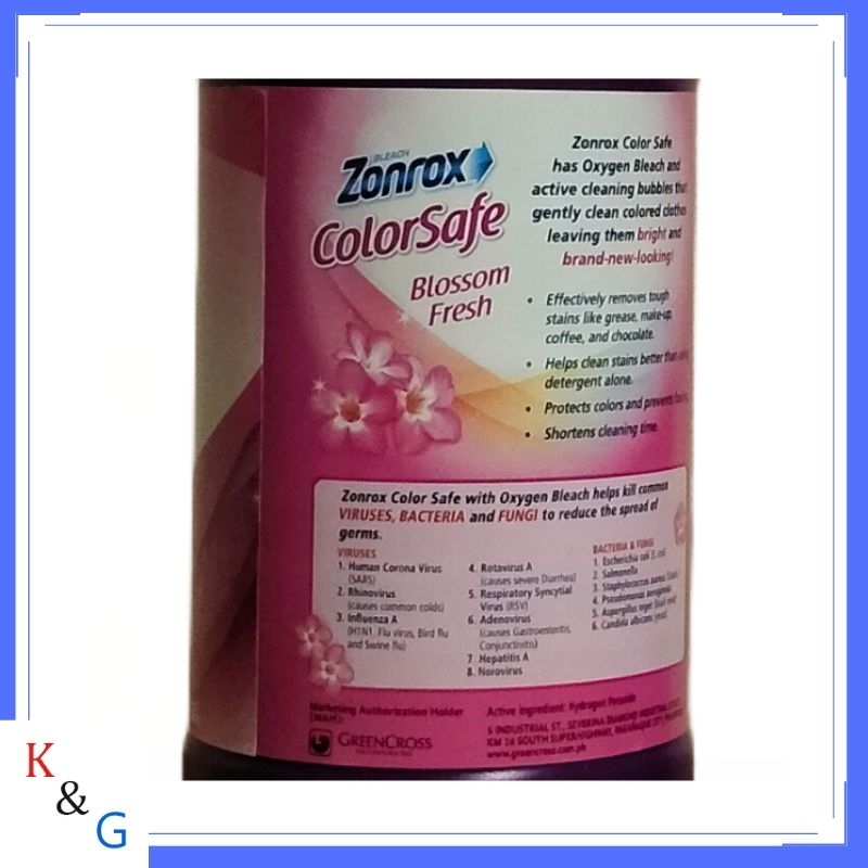Zonrox Bleach ColorSafe Blossom Fresh with Oxygen Bleach for Colored ...