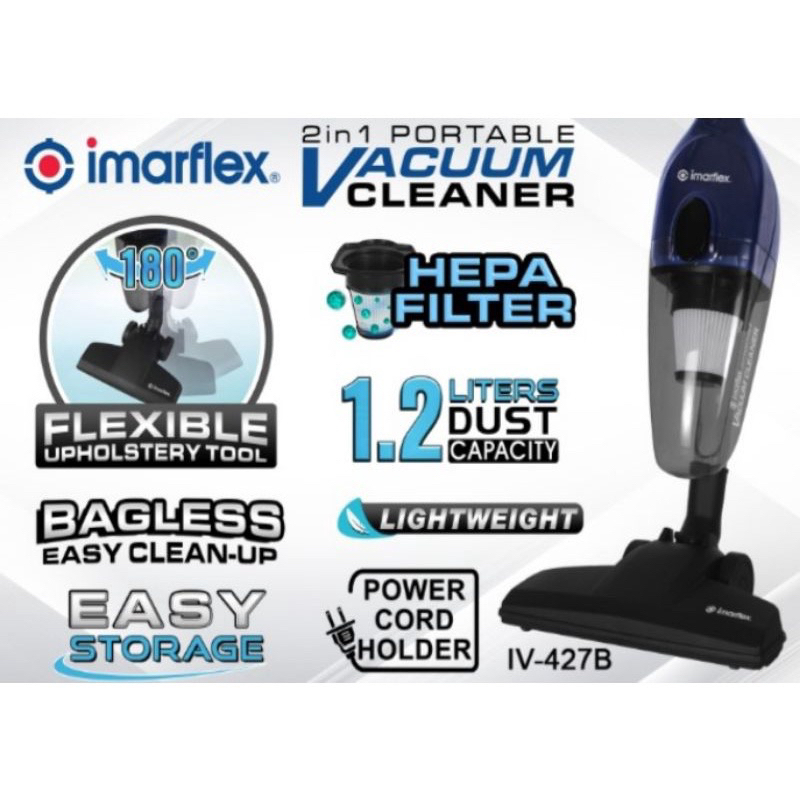 Imarflex 2 in1 Portable Vacuum Cleaner with HEPA Filter IV-427B | Shopee Philippines