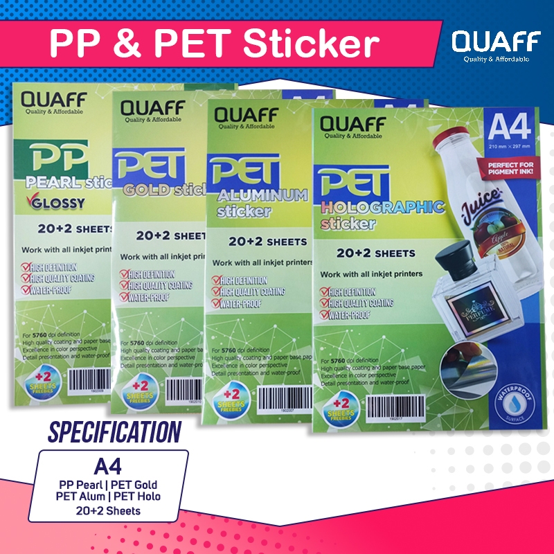 Pet Aluminum Sticker | Pearl Sticker Glossy | Label sticker A4 Size ...