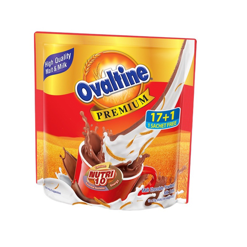 Ovaltine Premium Malt Chocolate Powder Milk Drink 450g (25g x 18 Sticks ...