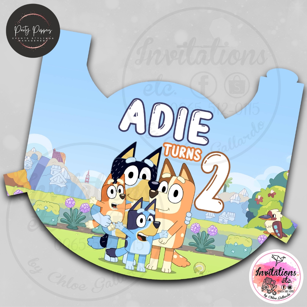 12pcs Personalized Bluey Party Hats | Shopee Philippines