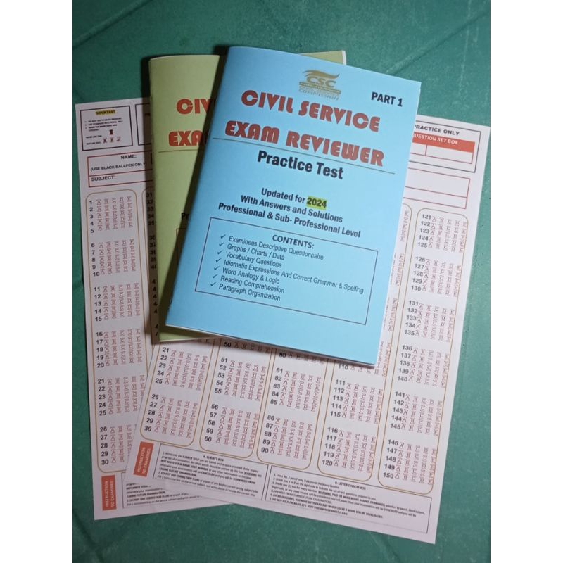 2in1 Civil Service Examination booklet with free 2 sheets of Scantrons ...