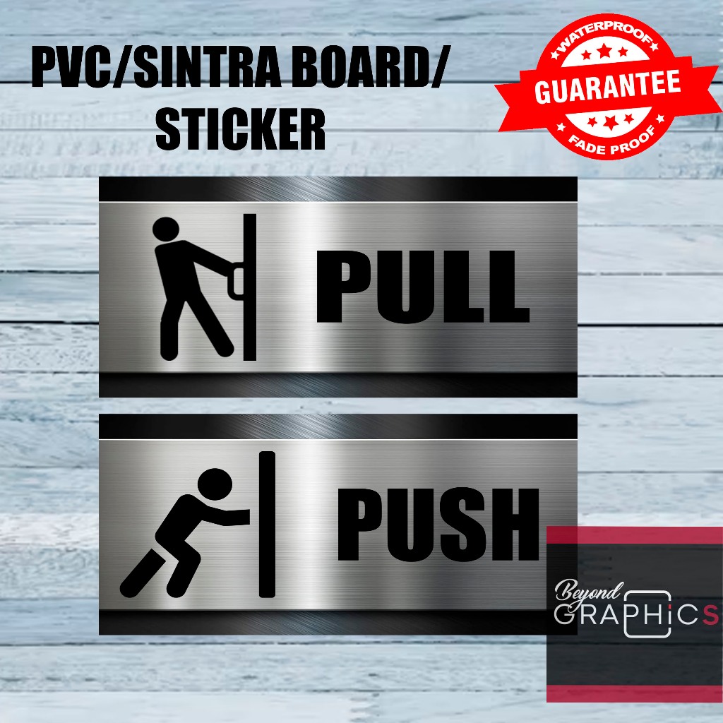 BG Modern Push/Pull (1 set) Door Sticker/PVC/Sintra 3.5 x 7.5 inches ...