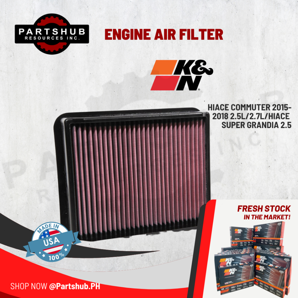 K&N AIR FILTER 33-3143 (2015-2018 Toyota Hiace 2.5L/2.7L L4 Gas/Diesel ...