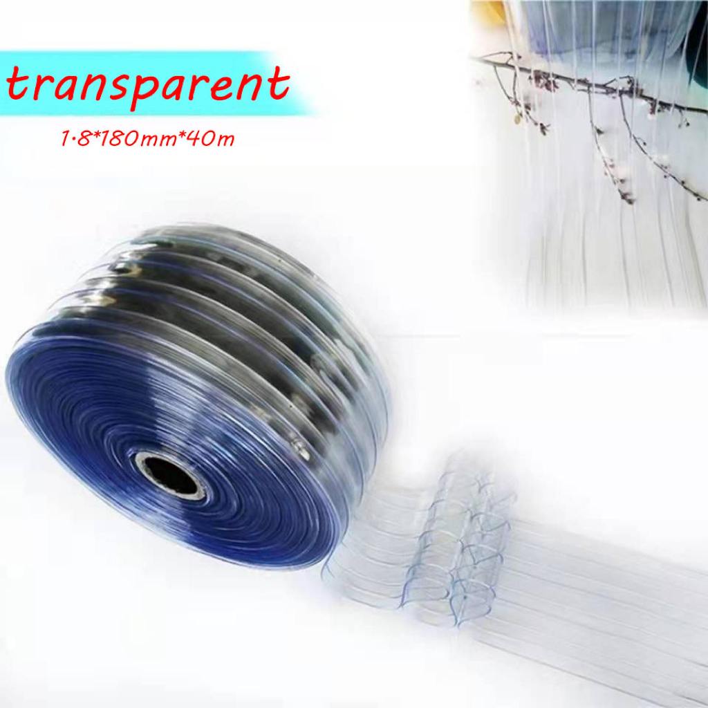 Blue transparent PVC curtain strips with transparent stripes 2mm x ...
