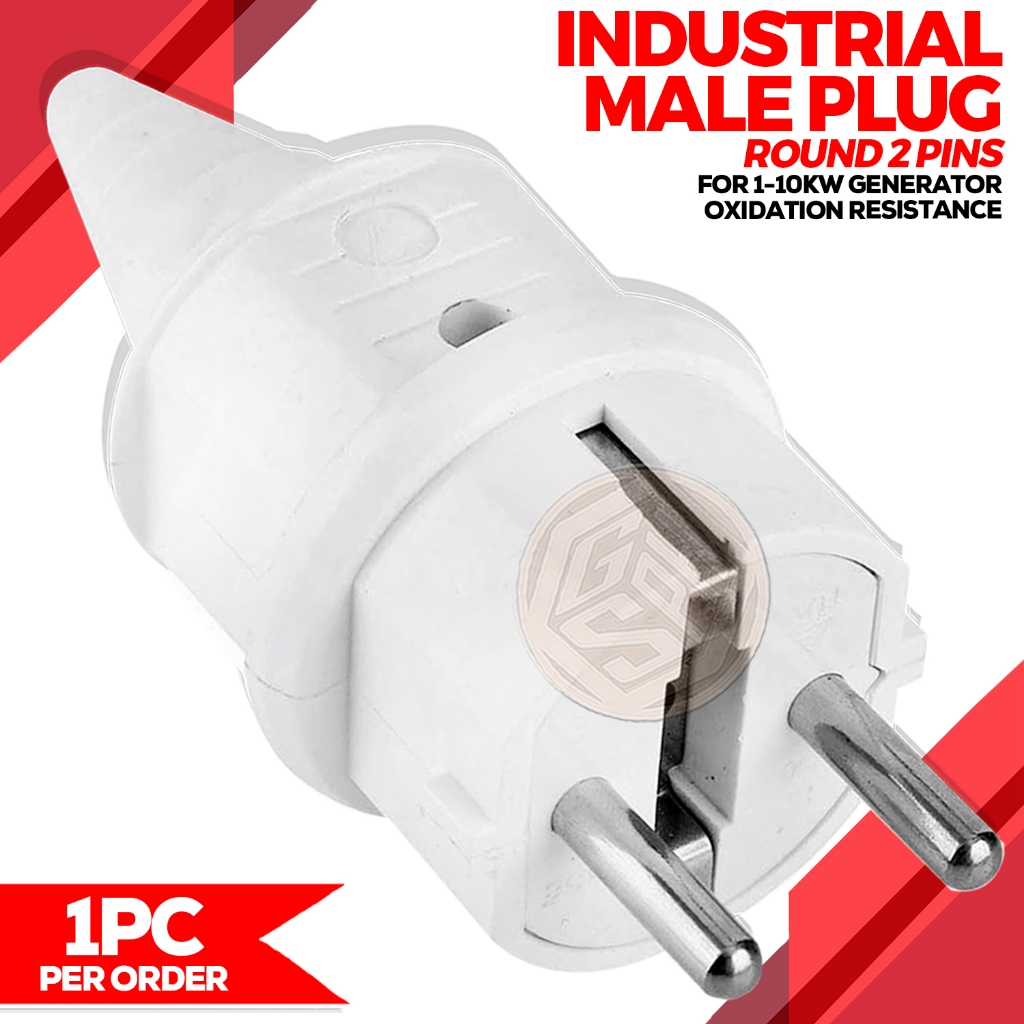 Industrial Socket Male Plug 2 Round Pins 220-250V 16A Electrical ...