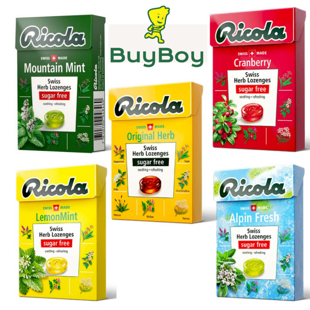 Ricola Sugar Free Candy 45g: Alpin Fresh, Cranberry, Lemon, Mountain Mint, Original Herb ...