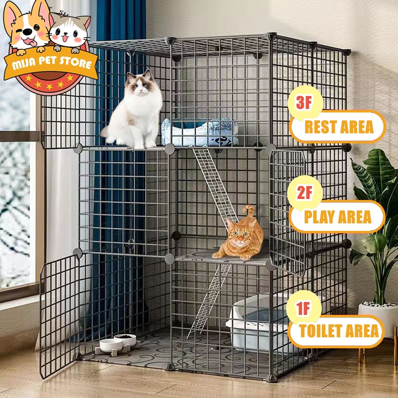 DIY 3 Tier Metal Anti-rust Cat Cage Stackable Cat House Cat Cage Foldable Cage Cat House DIY ...