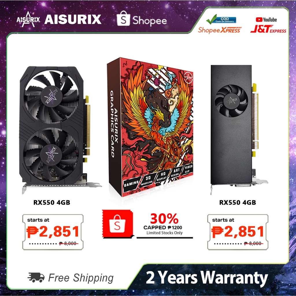 AISURIX NEW RX 550 4GB GDDR5 SFF Graphics Card GPU Video Card Gaming ...