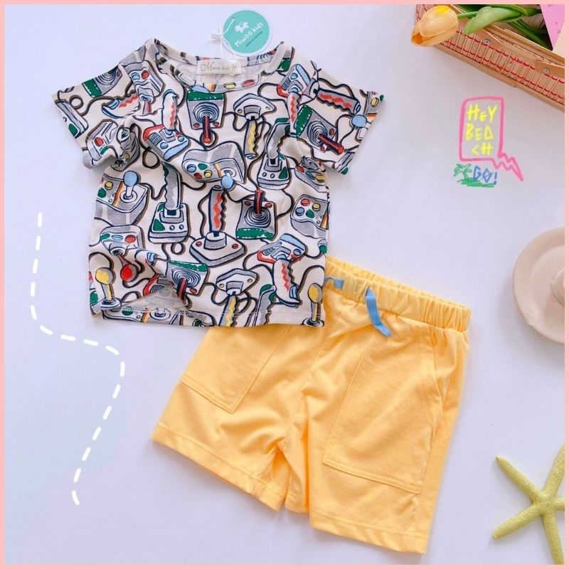 Printed Boy Terno Shirt & Short w/ Pocket (1-5 y/o) | Shopee Philippines