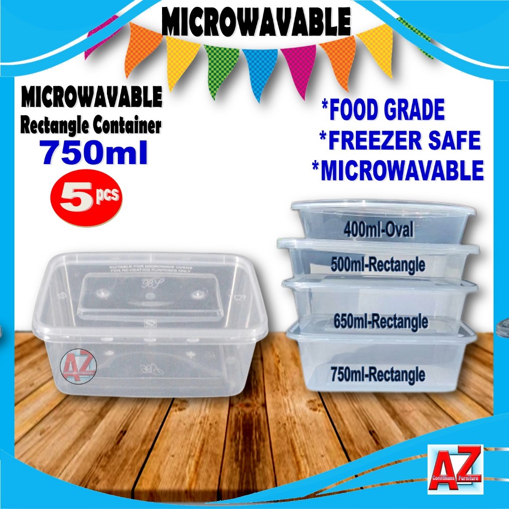 750 ml (5 pcs-25 pcs-) Rectangle Container Microwavable Container ...