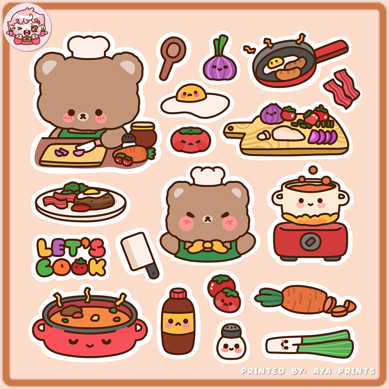 Adorable Bear Chef Cooking Stickers - Spice Up Your Creativity by ...