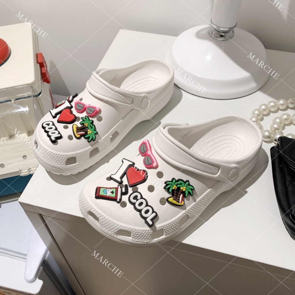Marche Women's Summer Korean Version Classic Clogs With Free Jibbitz ...