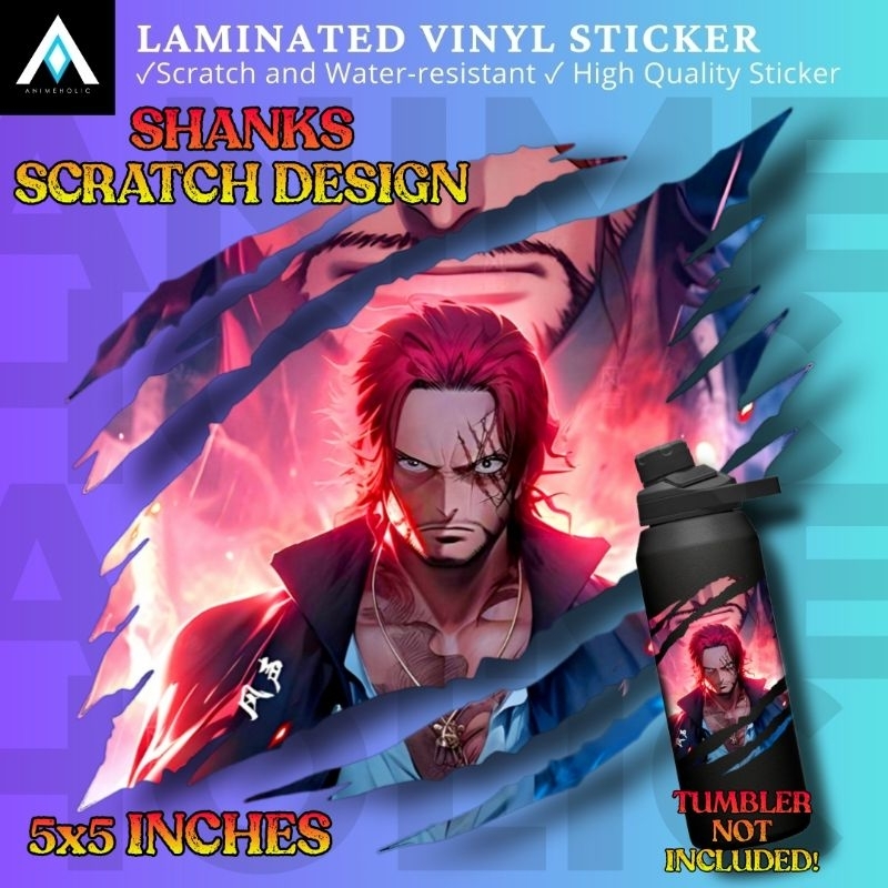 ONE PIECE SHANKS LAMINATED SCRATCH STICKERS |~ ANIMEHOLIC | Shopee ...