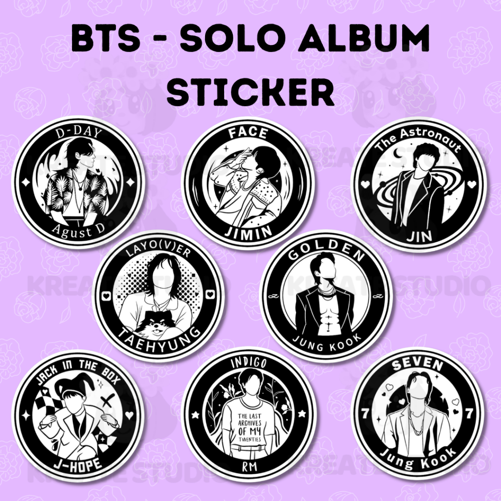BTS SOLO ALBUM Waterproof Vinyl Sticker | Matte and Glitter Laminate ...
