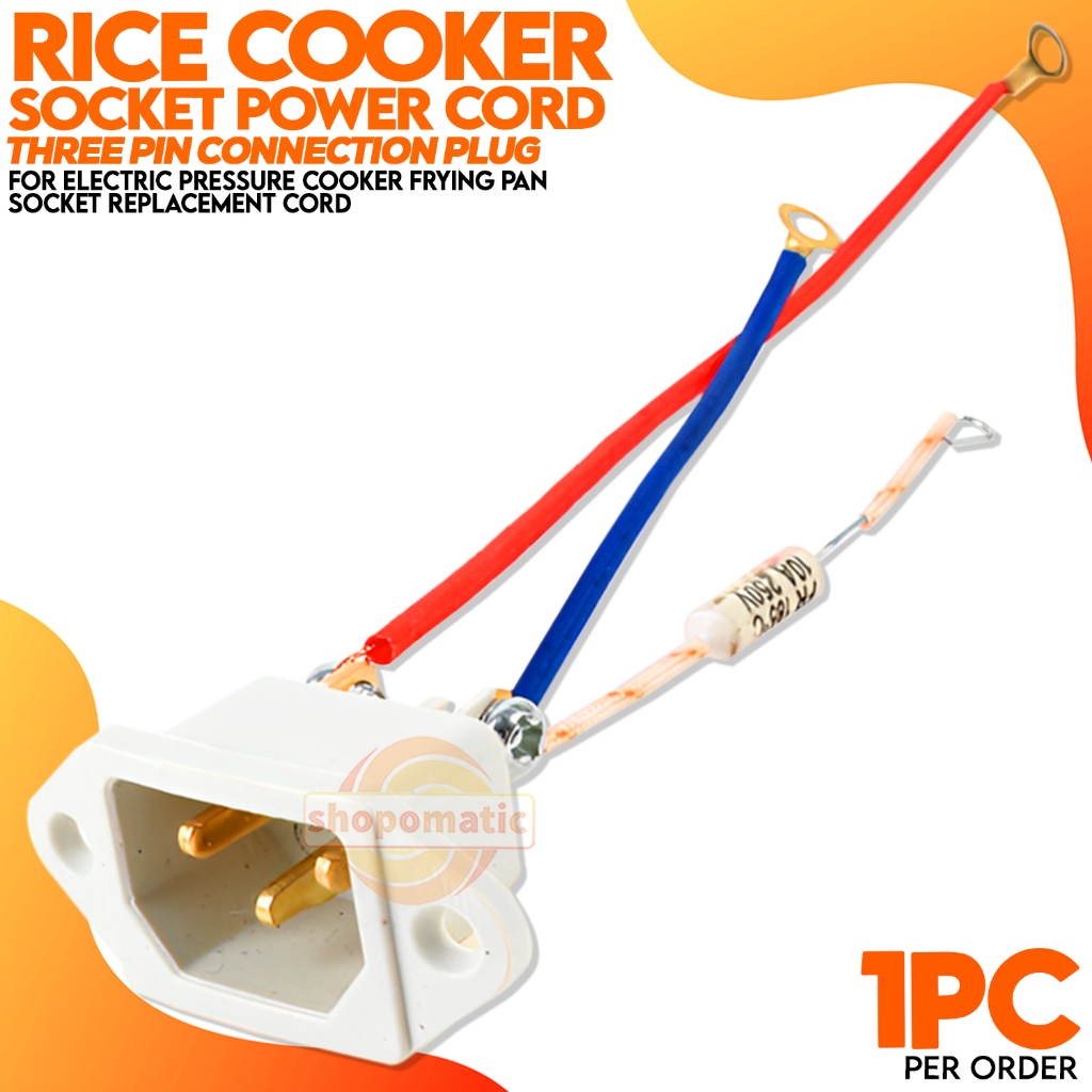 🟧Rice Cooker Socket Power Cord 3 Pin Connection Plug for Electric ...