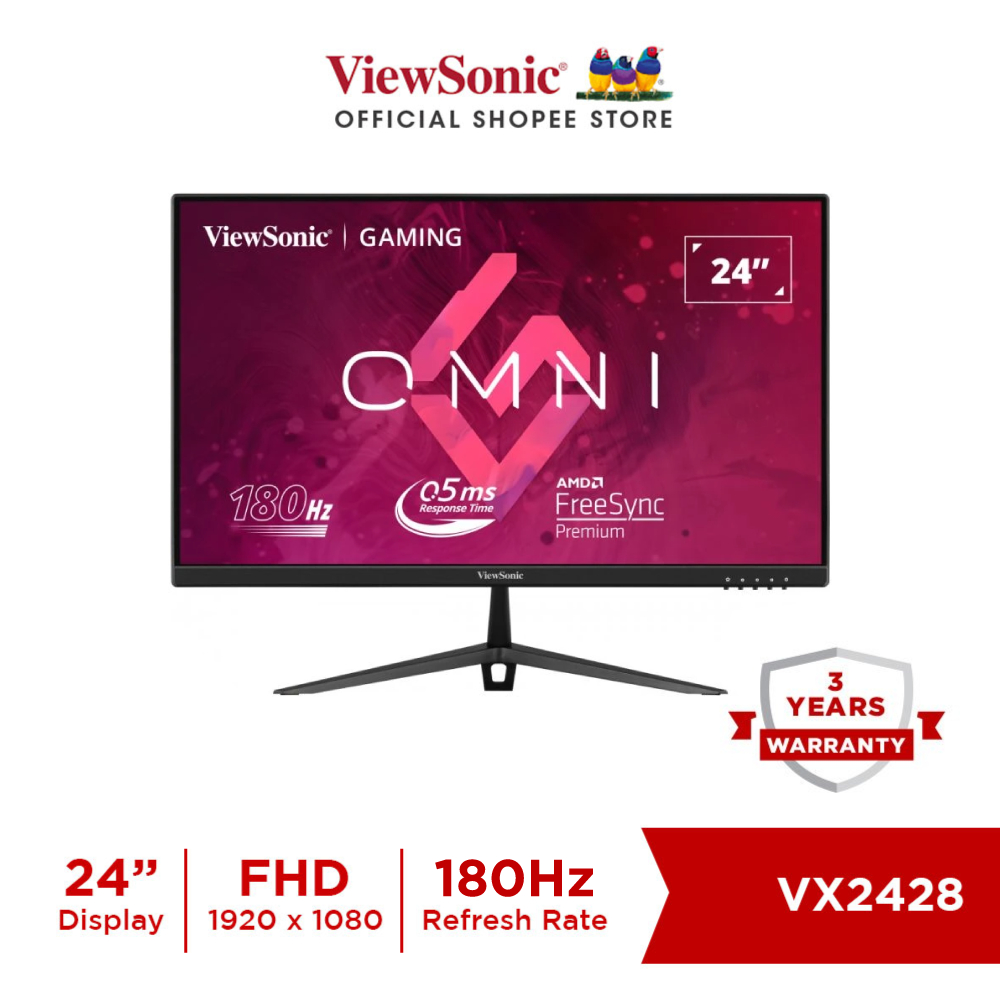 ViewSonic VX2428 24" Full HD 1920 x 1080 180Hz LED IPS Technology 0.5ms ...