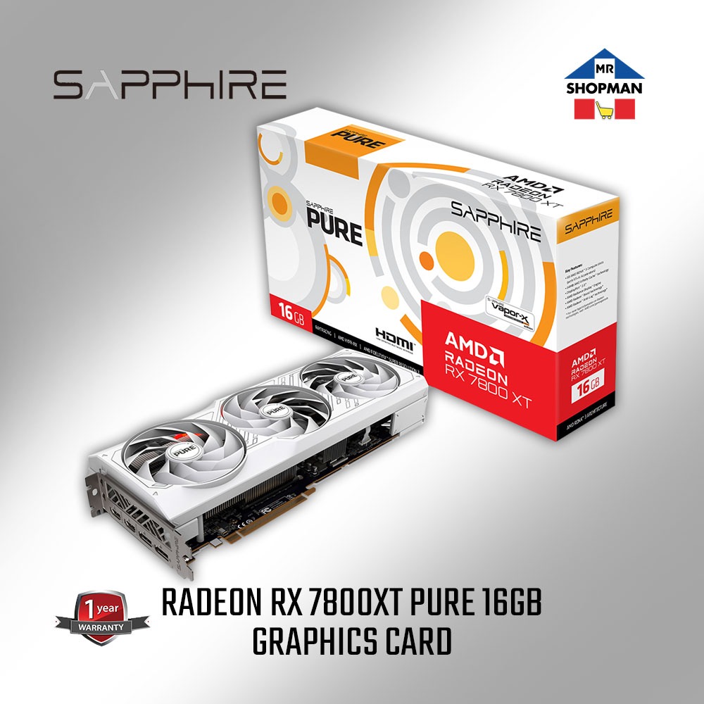 Sapphire PURE Radeon RX 7800XT 16GB White GPU Video Graphics Card ...