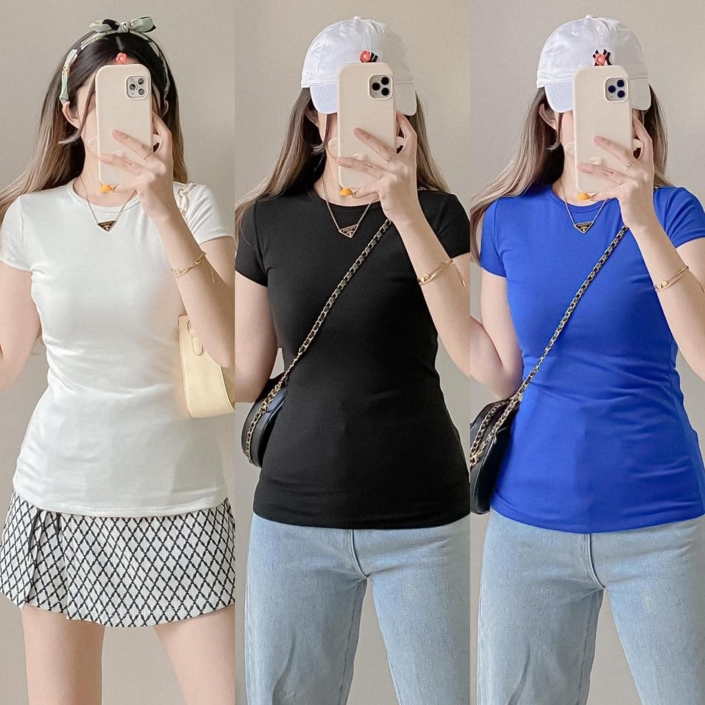 VAMPIRE Round Neck Double Lining Shirt Body Fitted Top | Shopee Philippines