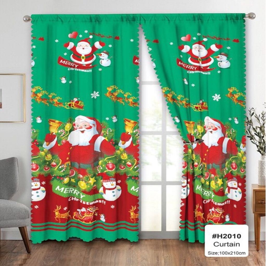 Christmas Curtains Home Decor Red Green Curtain Sales Room Window ...