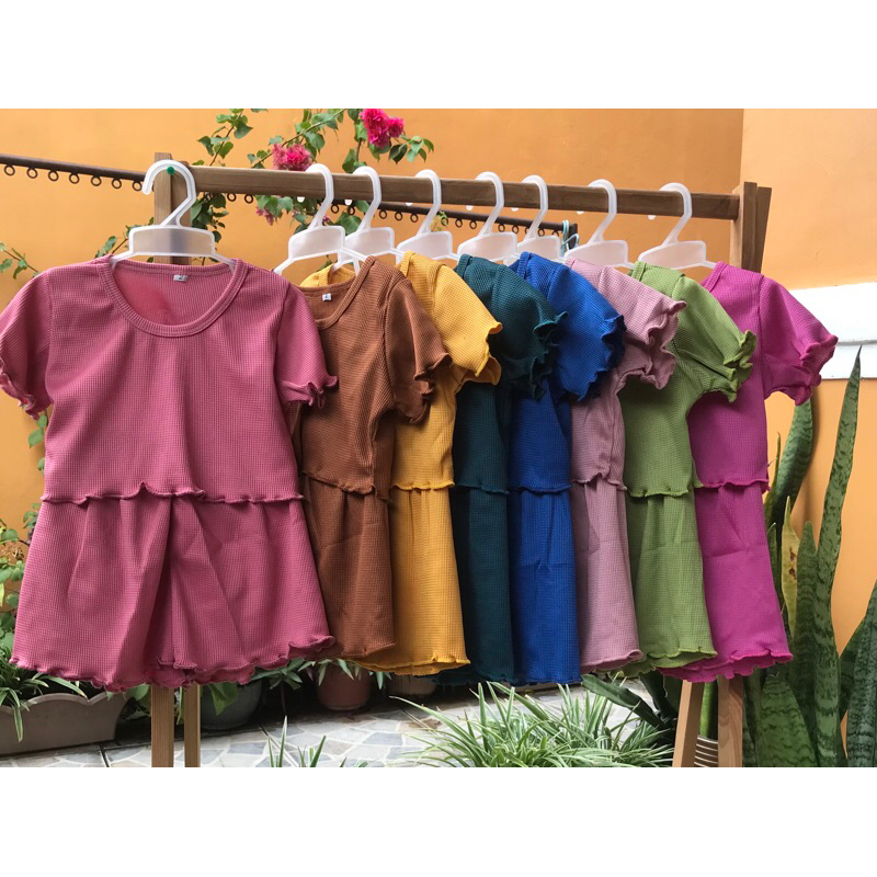 Cotton Mini Waffle Plain Crop Top and Shorts Terno | Shopee Philippines