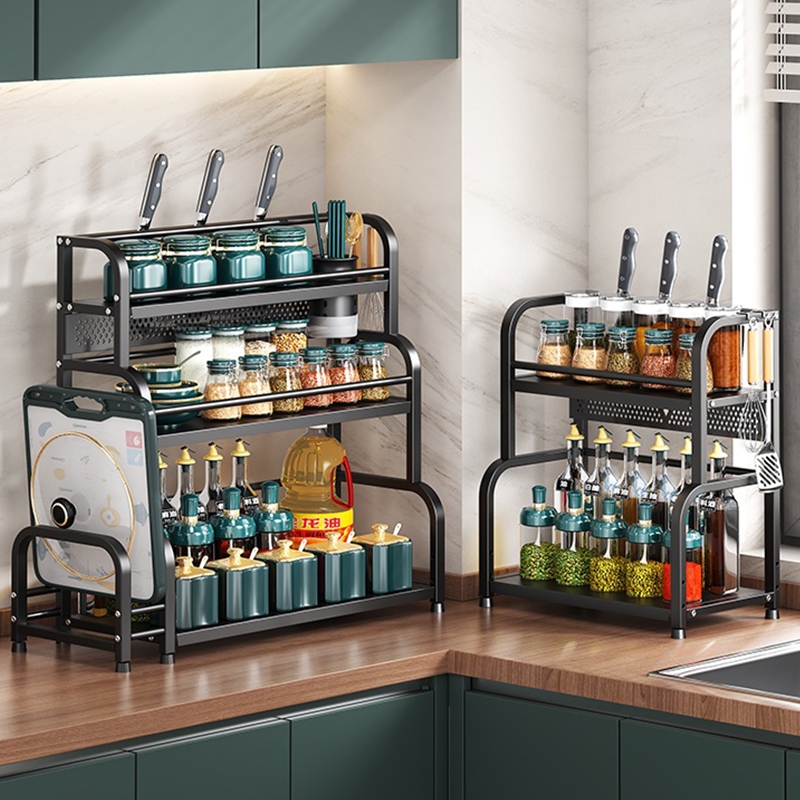 2 Tier Spice Rack Condiments Seasoning Organizer For Kitchen Countertop ...