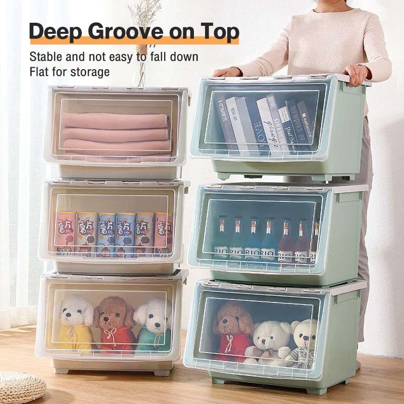PoP Flip Top Storage Box Stackable Storage Box Organizer Plastic ...