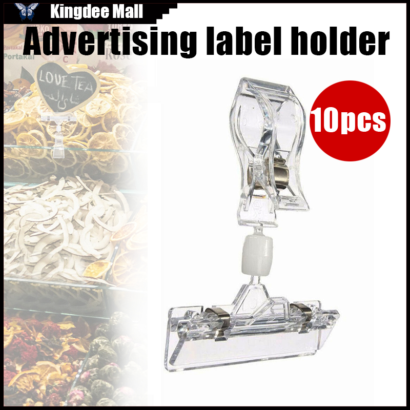 10PCS Label Tag Advertising Clips Transparent Plastic Shelf Clamp For ...