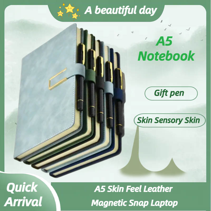 （Free black pen）Onhand Pages A5 Faux Leather Thick Business Notebook ...